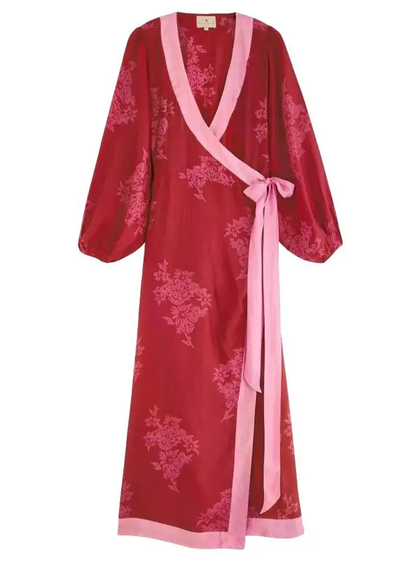 Hannah Artwear Luna Floral-print Wrap Maxi Dress - Red