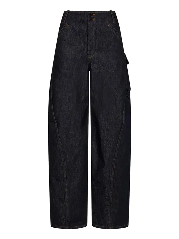 SELF-PORTRAIT Indigo Denim Cargo Jeans - Multicolor