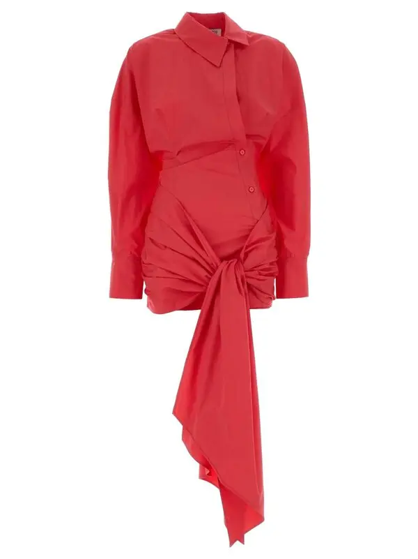 Attico Coral Poplin Shirt Dress - Red