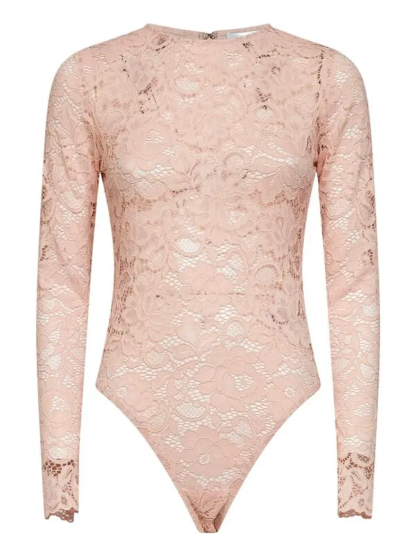 SELF-PORTRAIT Beige Floral Lace Bodysuit - Multicolor