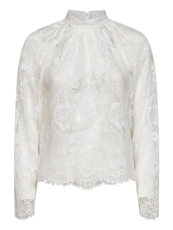 SELF-PORTRAIT Long Sleeve Lace Blouse - Multicolor