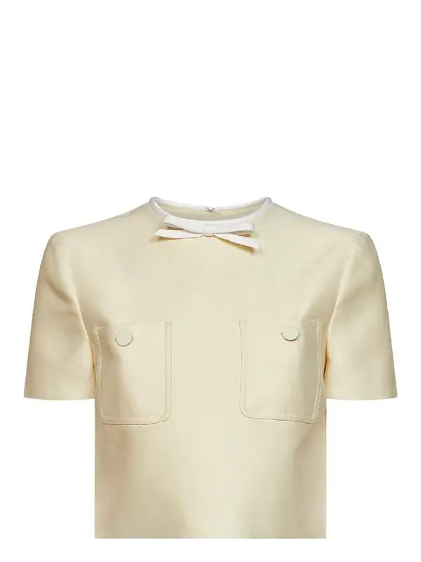 SELF-PORTRAIT Cropped Top With Bow Detail - Multicolor