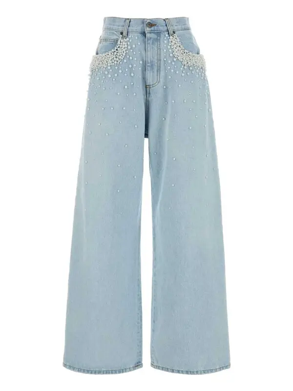 Giuseppe Di Morabito Wide Leg Denim Jeans With Embellishments - Blue