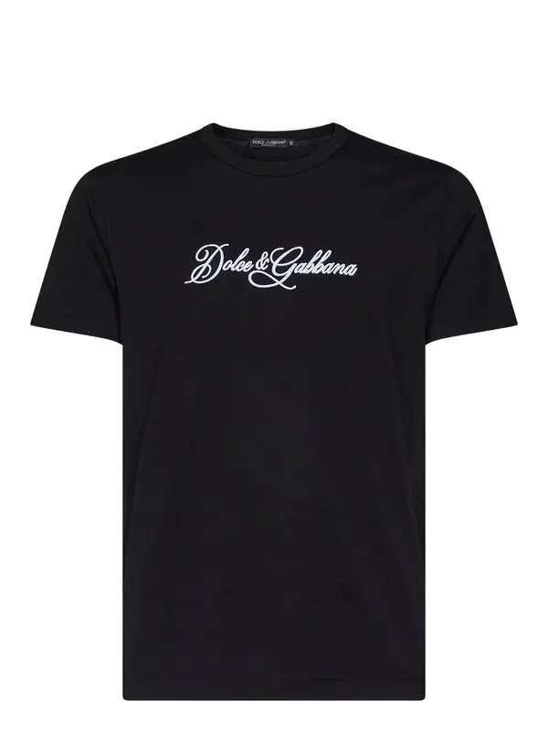 Dolce & Gabbana Black Cotton Jersey Embroidered T-shirt - Multicolor