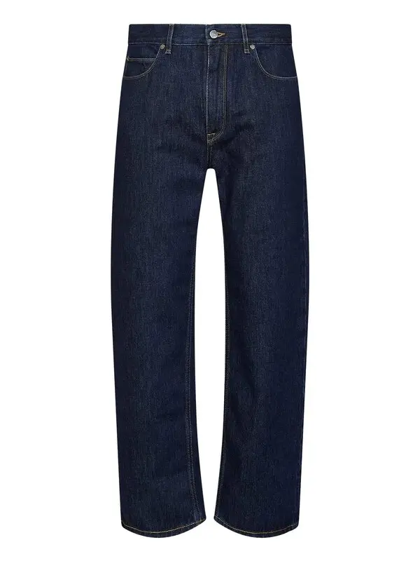 Fendi Dark Blue Cotton Denim Straight Jeans - Multicolor