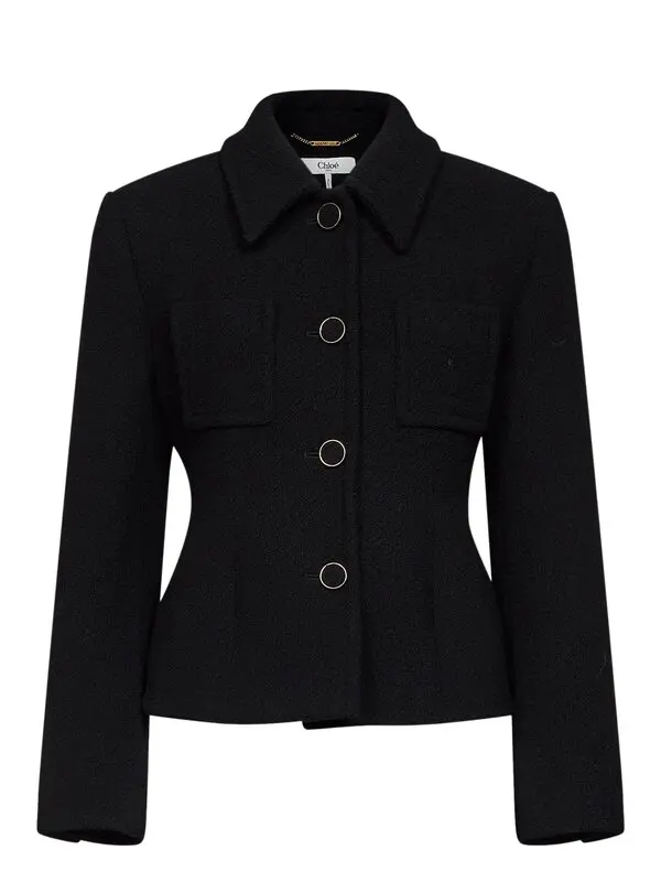 Chloé Black Wool Blend Bouclette Jacket - Multicolor
