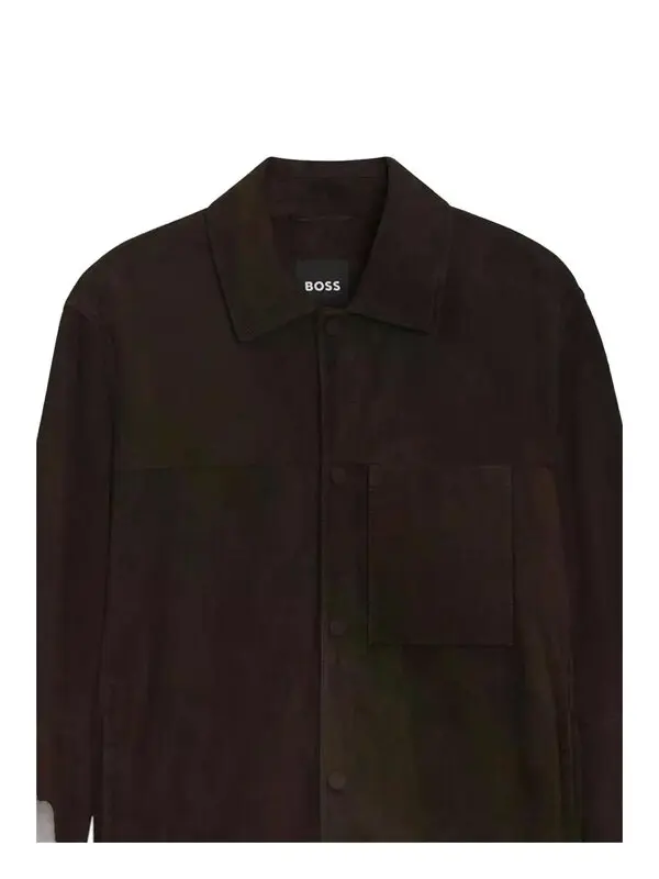 BOSS Suede Panelled Jacket - Brown