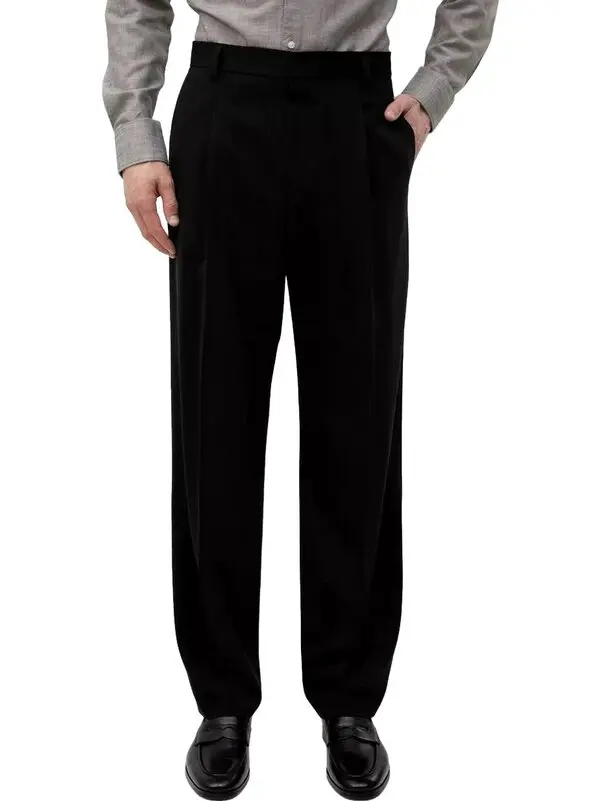 Hugo Pleated Straight-leg Trousers - Black