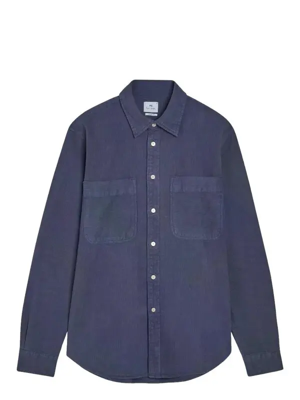 Paul Smith Corduroy-texture Chest-pocket Shirt - Blue