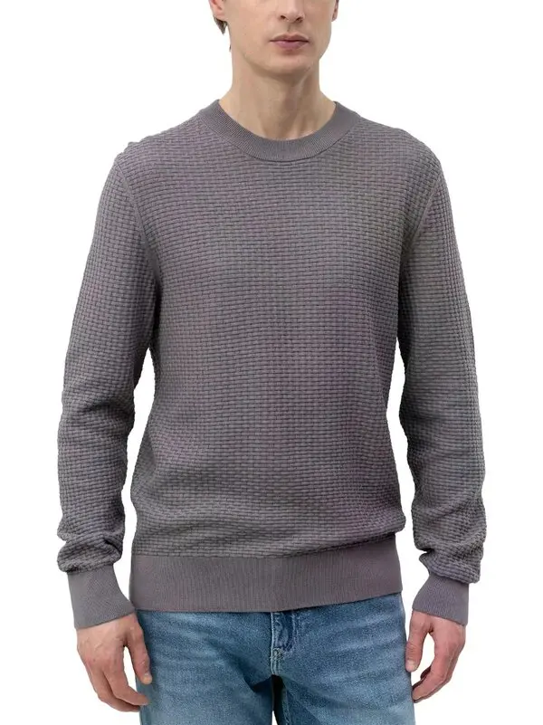 BOSS Basket-weave V-neck Sweater - Grey