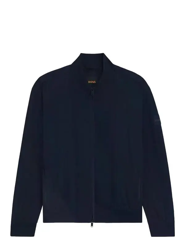 BOSS Logo Patch Bomber Jacket - Blue