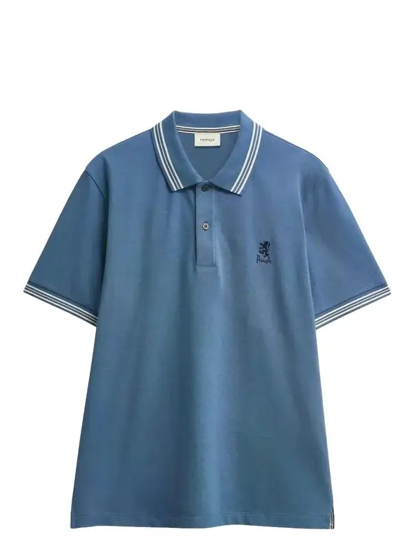 Pringle Of Scotland Piqué Tipped Polo Shirt - Blue