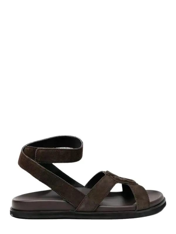 BOSS Logo-patch Touch-strap Sandals - Brown