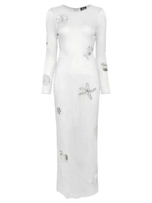 LESLIE AMON Sequin-embellished Maxi Dress - Silver