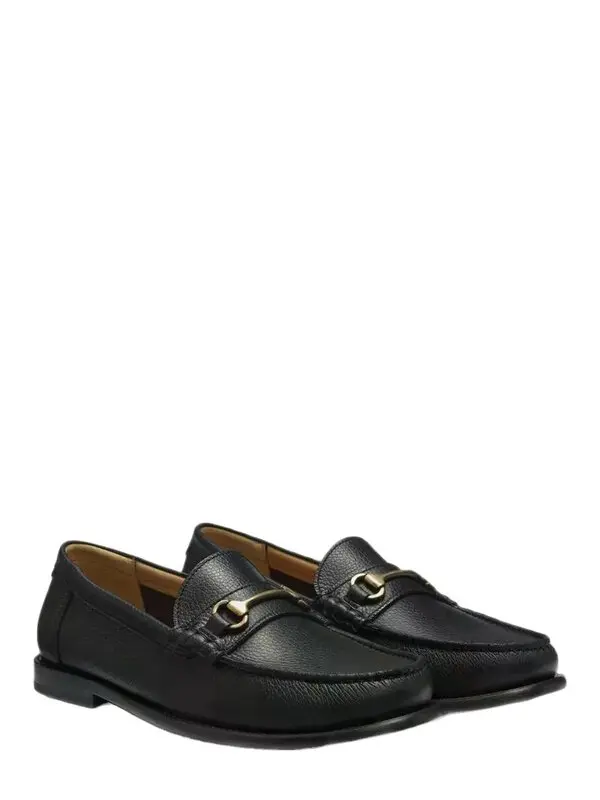 BOSS Grained-leather Boat Shoes With Bit Detail - Black