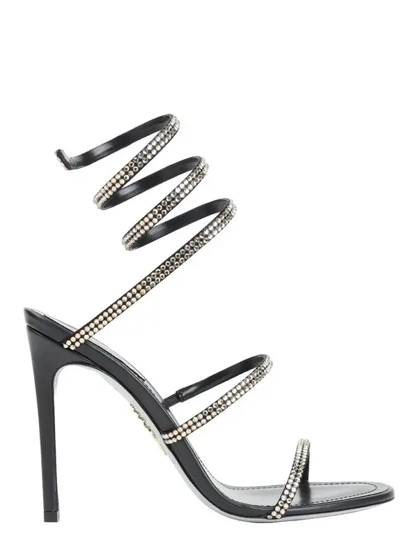 Rene Caovilla Embellished Snake Sandals - Black