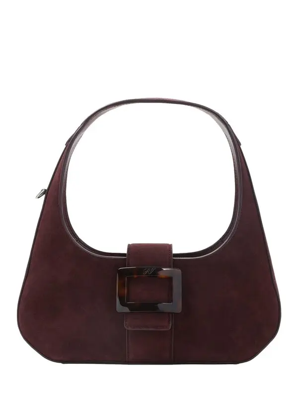 ROGER VIVIER Belle Turtle Hobo Mini Bag In Suede - Red