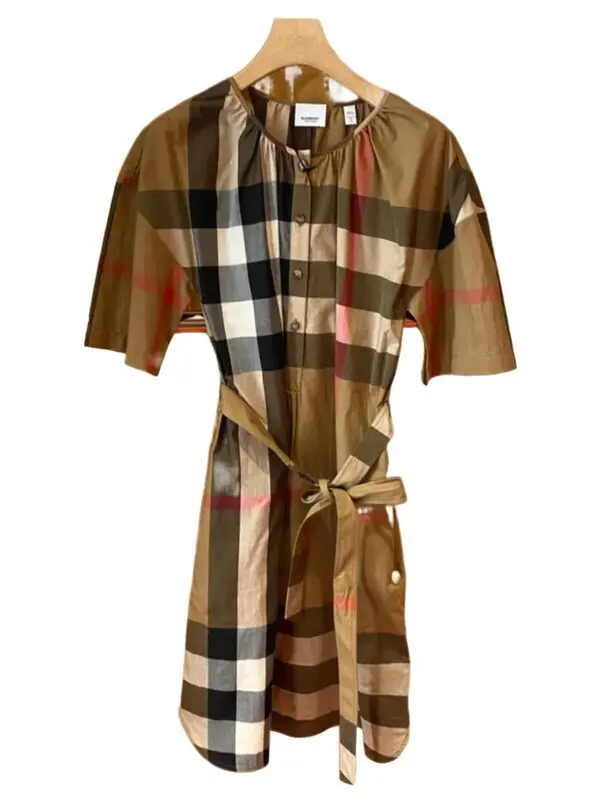 Burberry Checked Midi Shirt Dress - Brown