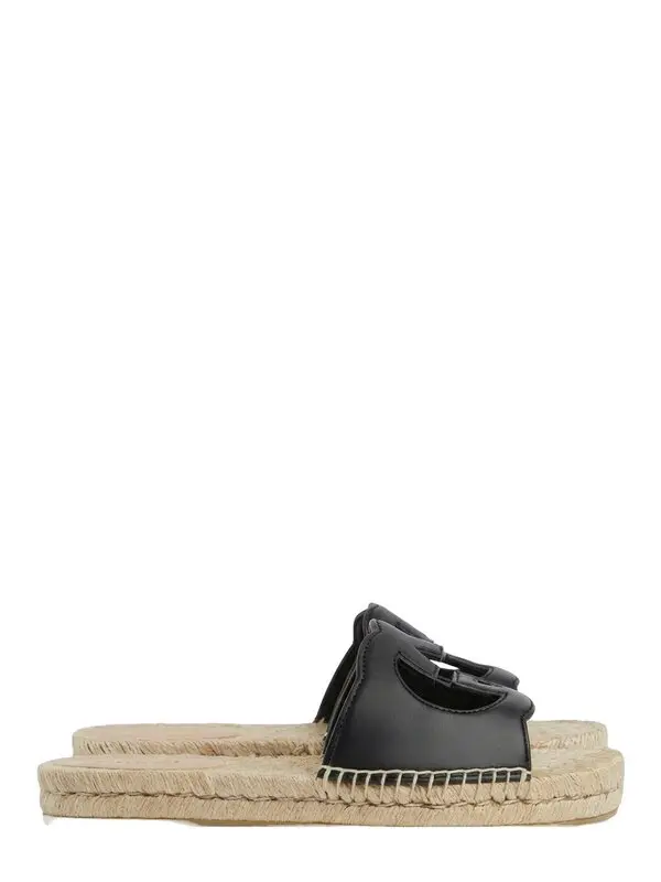 Gucci Interlocking G Espadrille Slides - Black