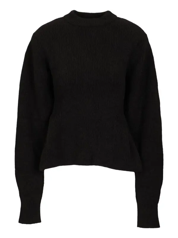 ROTATE BY BIRGER CHRISTENSEN Peplum Hem Ribbed Sweater - Black