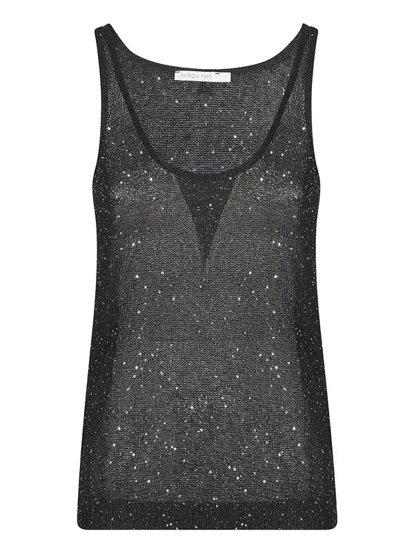 Patrizia Pepe Sequin Embellished Knit Top - Black