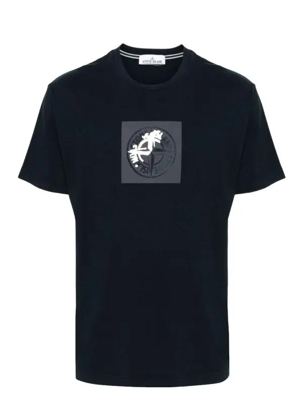 Stone Island Logo Printed Crewneck T-shirt - Blue