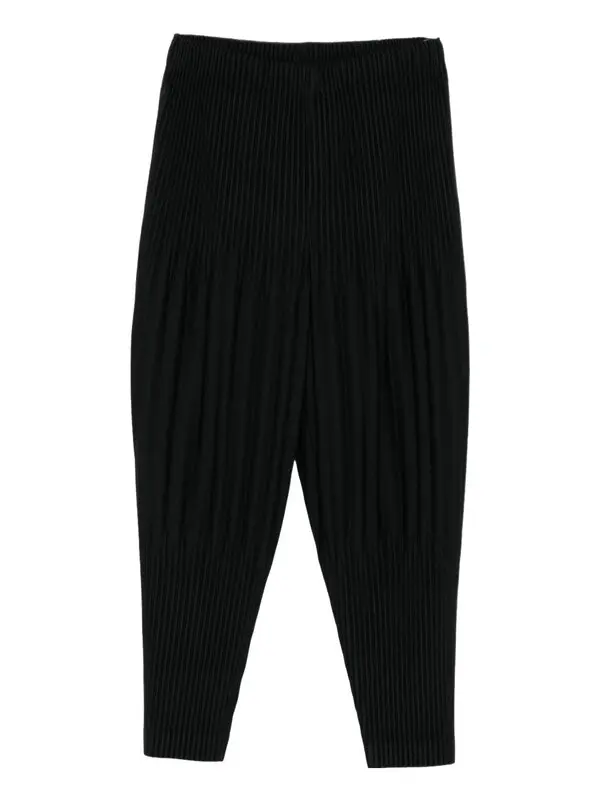 Issey Miyake Homme Plissé Pleated Cropped Trousers - Black