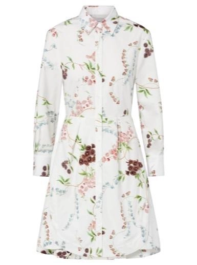 Erdem Floral Cotton Poplin Mini Shirt Dress - White