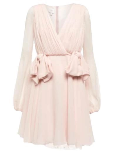 Giambattista Valli Bow Detail Ruched Mini Dress - Nude
