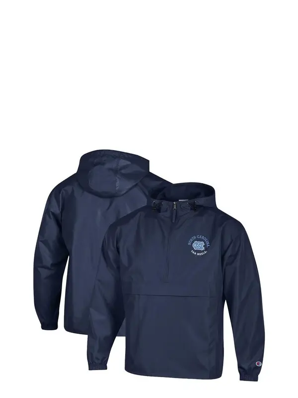Champion North Carolina Tar Heels Packable Hooded Windbreaker Half-zip Jacket - Navy