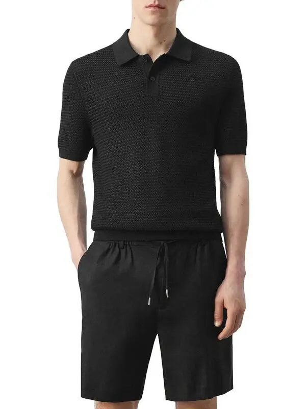Mango Structured Polo Shirt - Black