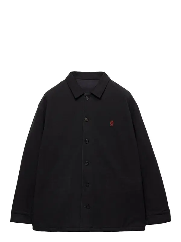 Prada Cotton Jacket With Embroidered Logo - Black