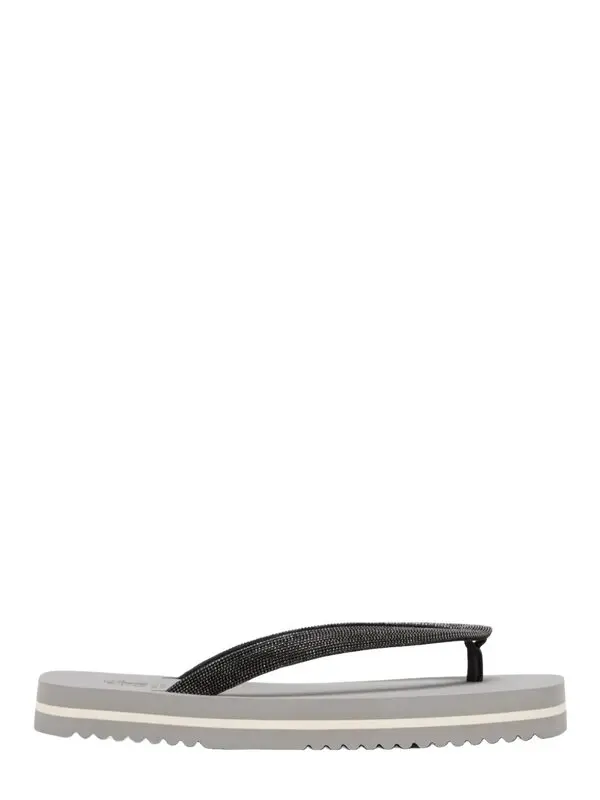 Brunello Cucinelli Embellished Thong Sandals With Chain Detail - Gray