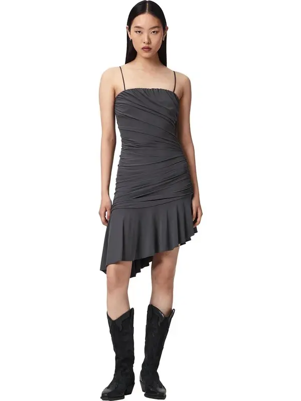 ALLSAINTS Sophia Asymmetric Mini Dress - Grey