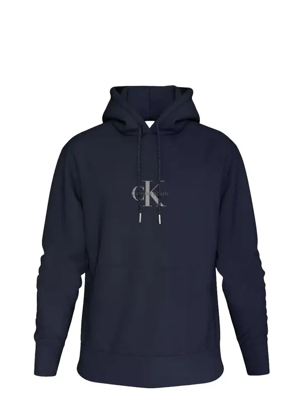 Calvin Klein Logo Print Drawstring Hoodie - Blue