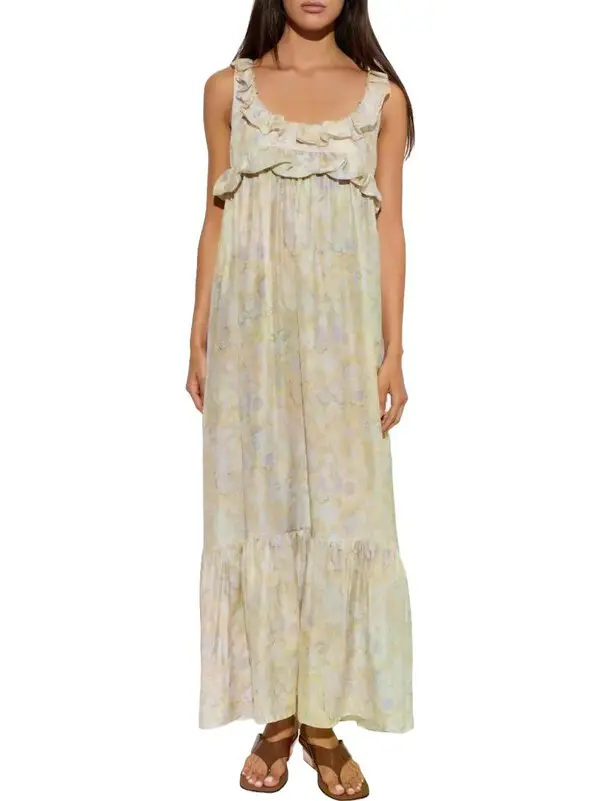Chloé Floral-print Ruffled Maxi Dress - Neutrals