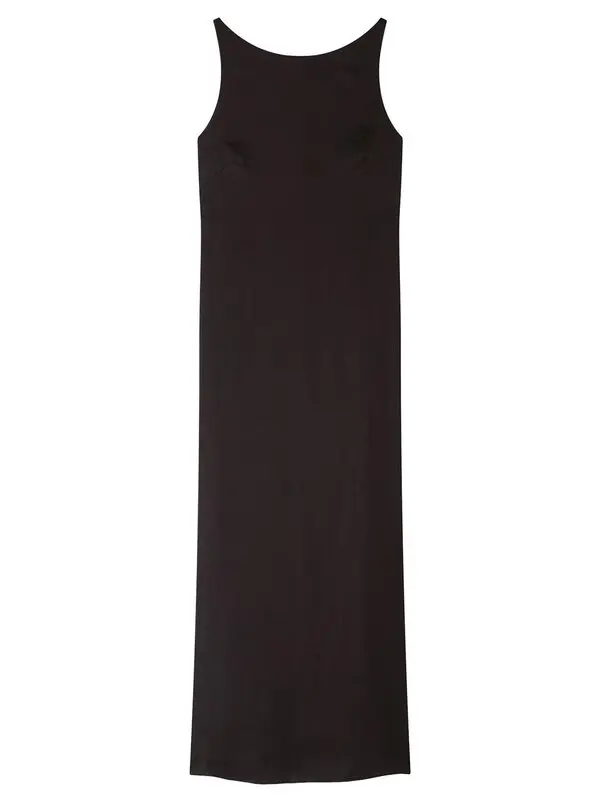 A.p.c. Flowing Satiny Maxi Dress With Spaghetti Straps - Black