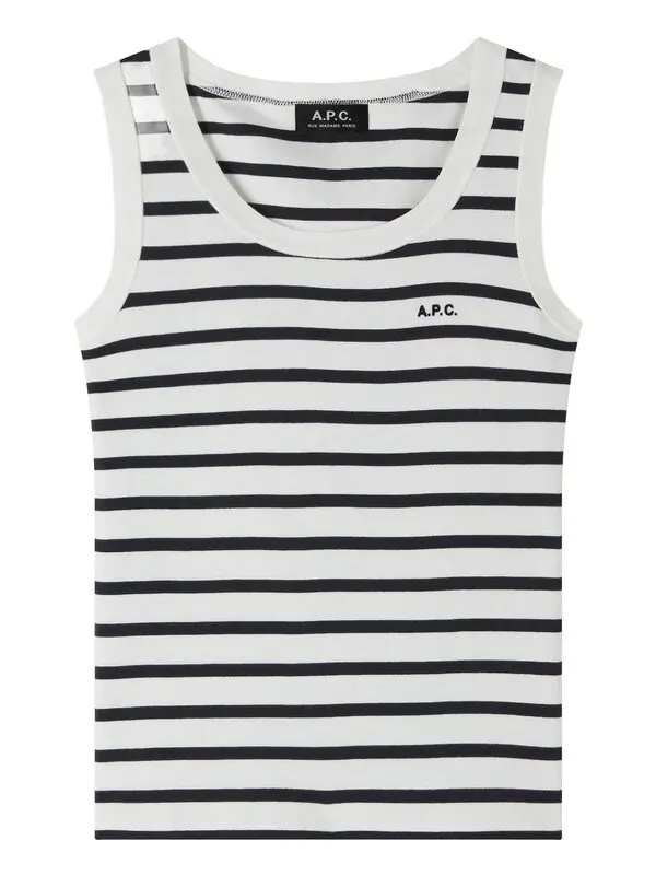 A.p.c. Léonie Striped Fitted Tank Top - Ecru