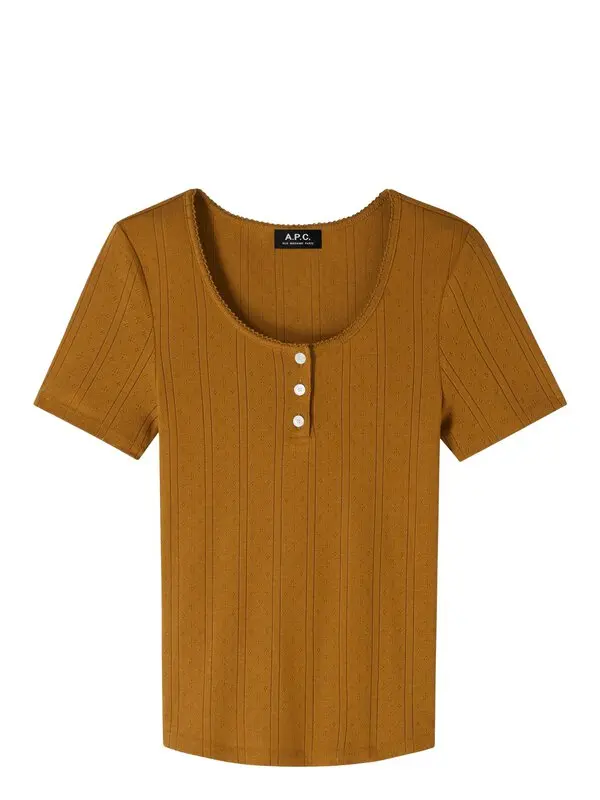 A.p.c. Embroidered Neckline T-shirt - Camel
