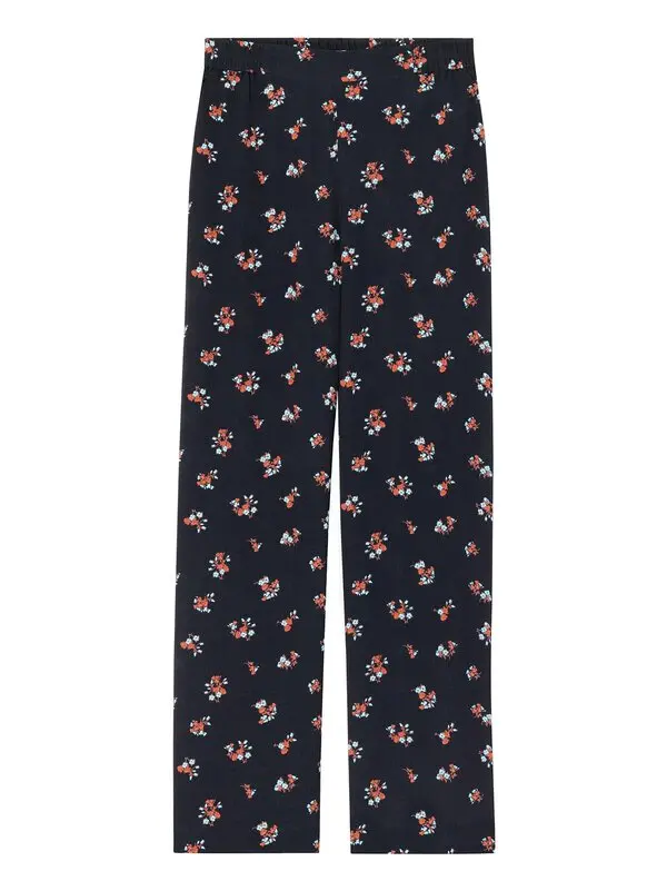 A.p.c. Beth Floral Print Straight Leg Trousers - Black