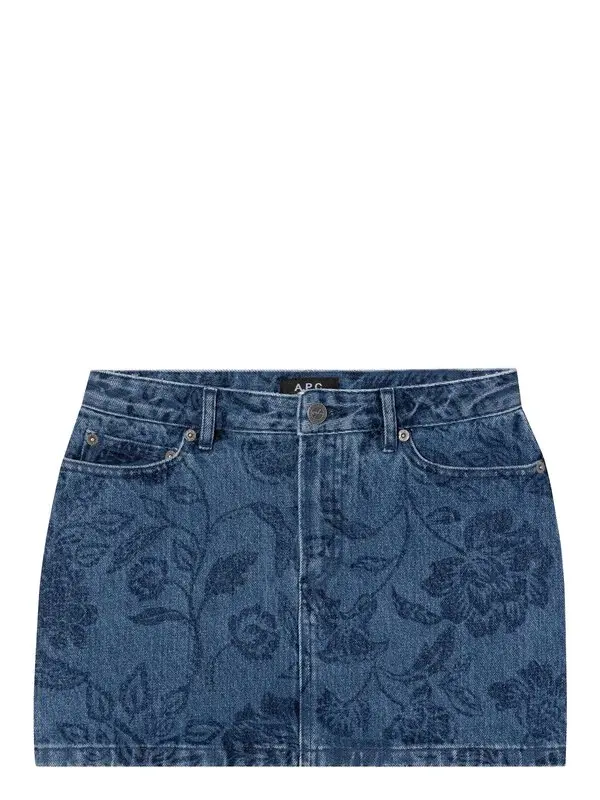 A.p.c. Floral Print Denim Mini Skirt - Indigo