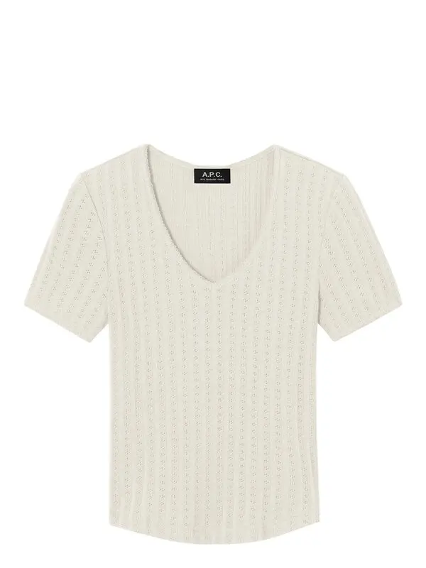 A.p.c. Livia V-neck T-shirt - Ecru