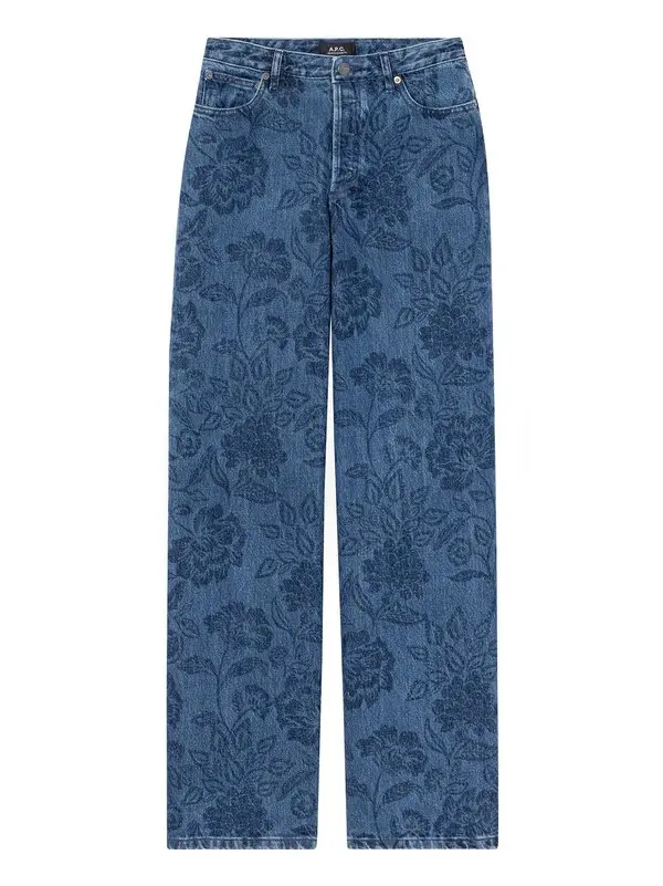 A.p.c. Elisabeth Straight Leg Jeans With Floral Print - Indigo