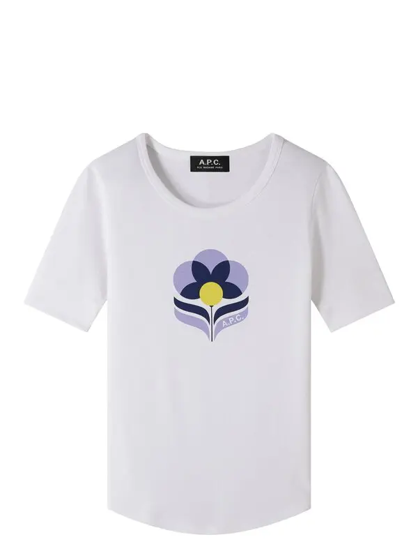 A.p.c. Cotton T-shirt With Floral Motif - White