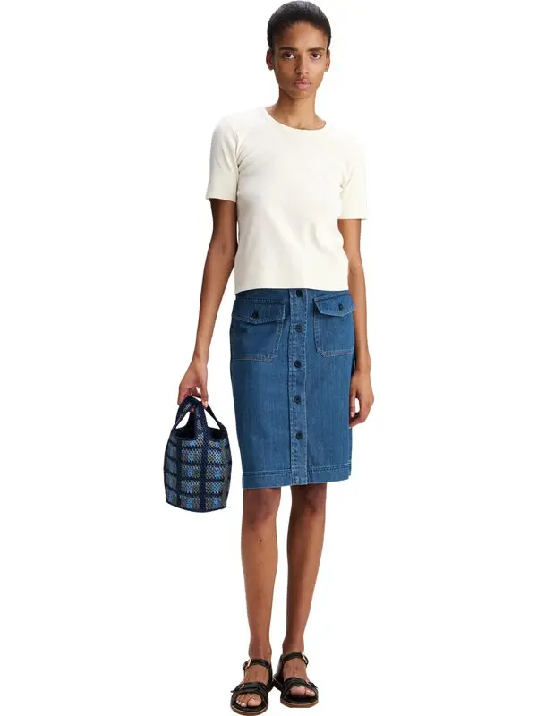 A.p.c. Denim Skirt With Button Front - Blue