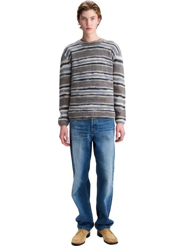 A.p.c. Striped Crew Neck Pullover - Grey