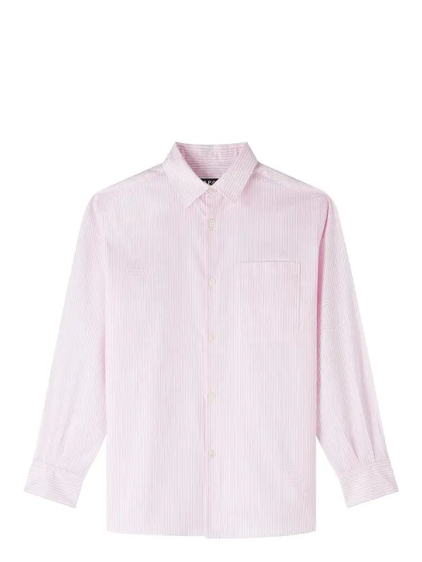 A.p.c. Striped Shirt With Embroidered Logo - Pink