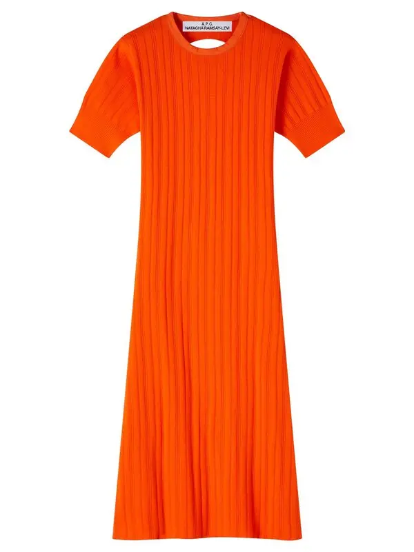 A.p.c. Ribbed Midi Dress With Open Back - Orange