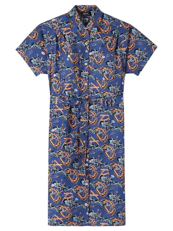 A.p.c. Printed Button-up Shirt Dress - Blue