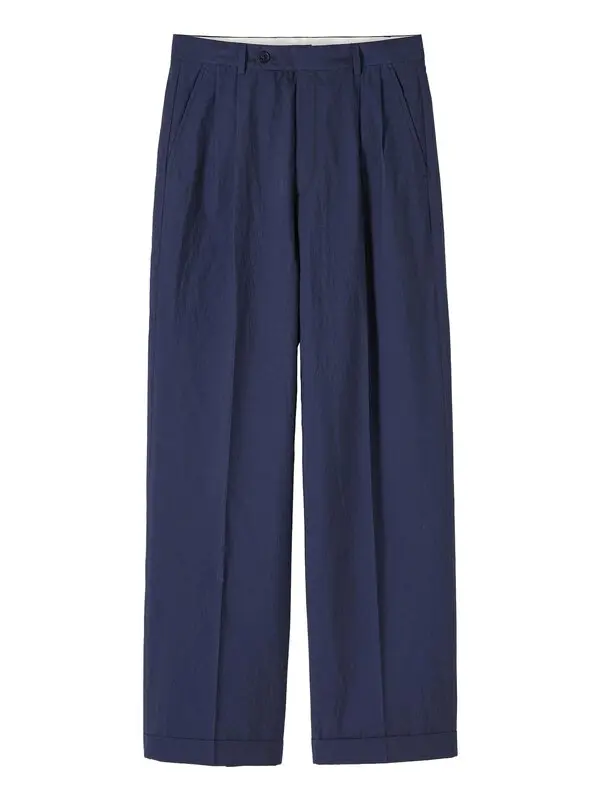 A.p.c. Crinkled Wide Leg Trousers - Navy Blue